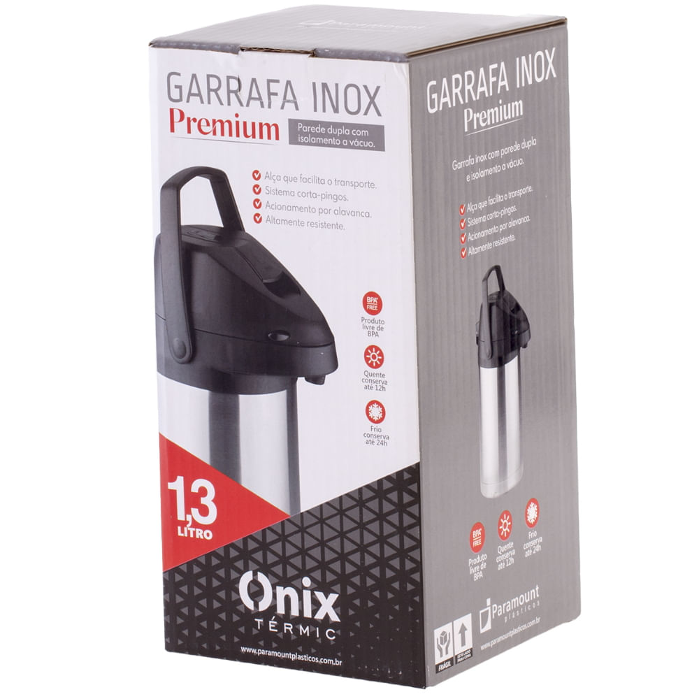 Garrafa Térmica em Inox com Alavanca Premium 1,3 L Onix 1266 - Castro Naves