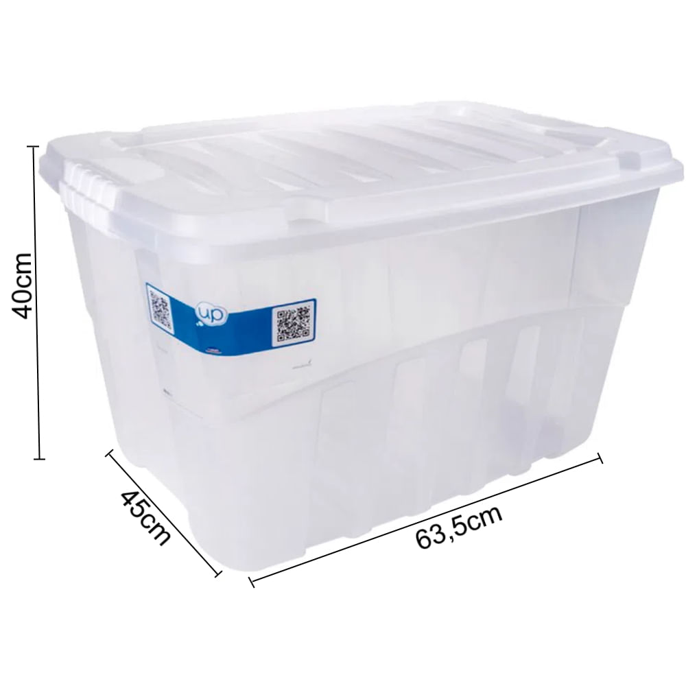 Caixa Organizadora Alta Gran Box Transparente 78 Litros 63,5x45x40cm ...