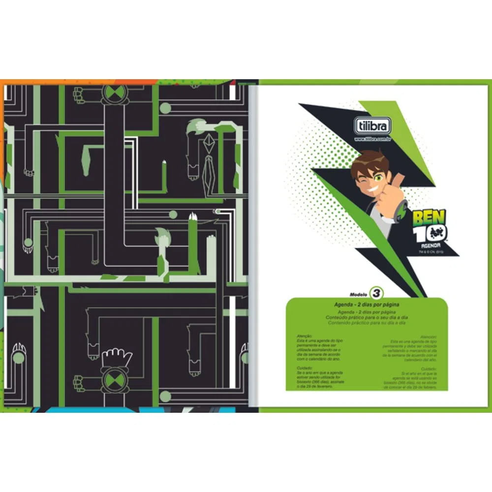 Agenda Permanente Escolar Ben 10 Costurada, Capa Dura, Modelo 3 ...