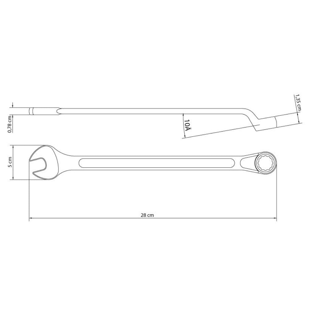 Chave Combinada 22mm com Pescoço Corpo Forjado em Aço Especial Cromado ...