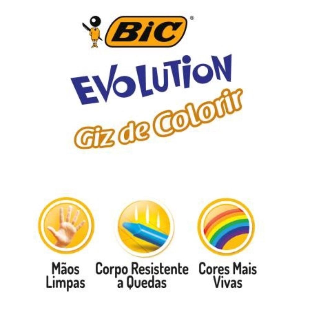 Giz de Colorir BIC Evolution Corpo Triangular Resistente a Quedas BT/12 - Castro Naves
