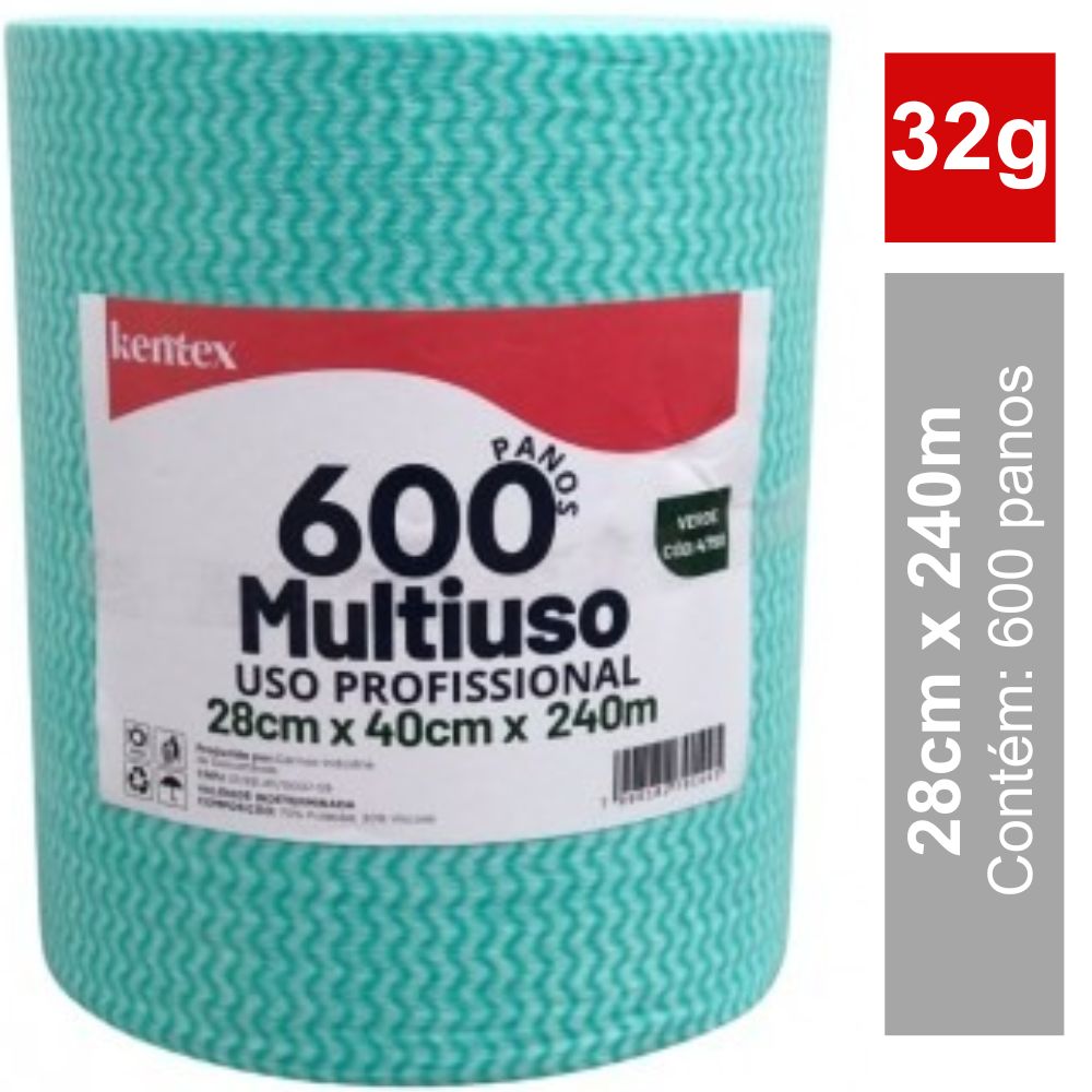 Pano Multiuso TNT 32g/m² Rolo de 28cm x 240m (600 panos) Verde - Castro ...
