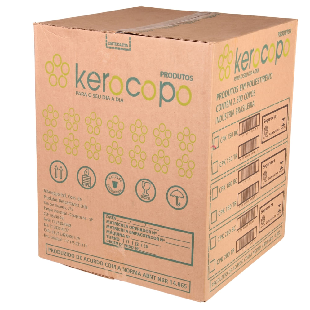 Copo Descartável em PS 150ml Leitoso Kerocopo Cx/ 2.500 copos - Castro ...